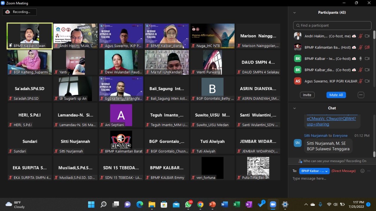 Hypnosis In Teaching, BPMP Provinsi Kalimantan Barat, 25 Juli 2022 | IACT Chapter Indonesia