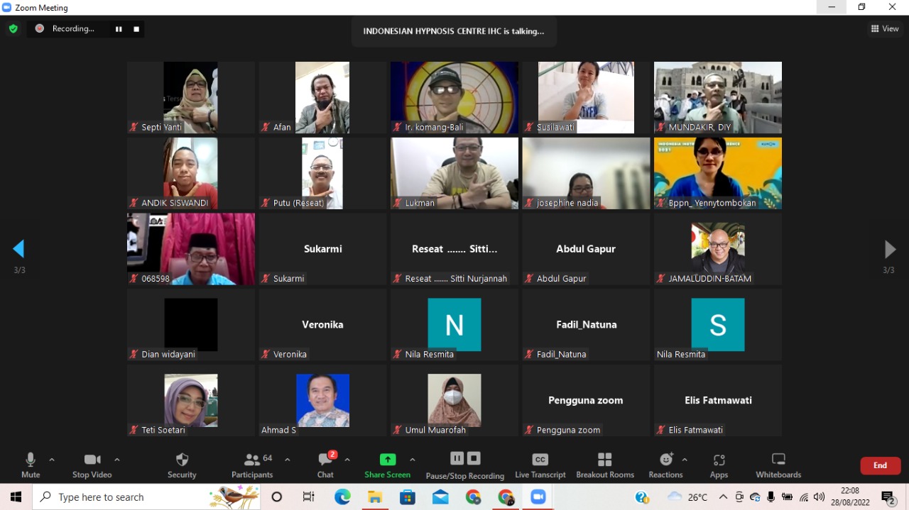 Pelatihan Hipnosis Terselubung, Kelas online, 27 - 28 Agustus 2022 | IACT Chapter Indonesia